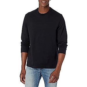Amazon Essentials Men's Regular-Fit Crewneck T-Shirts, Long-Sleeve, Black, Size Large, No Pocket