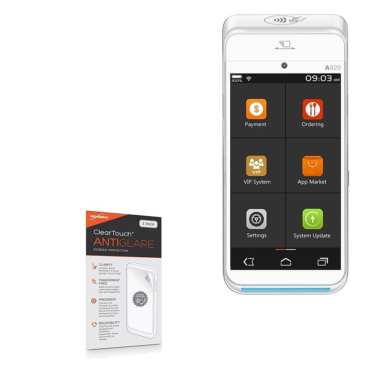 BoxWave Screen Protector Compatible with Pax A920 - ClearTouch Anti-Glare (2-Pack), Anti-Fingerprint Matte Film Skin