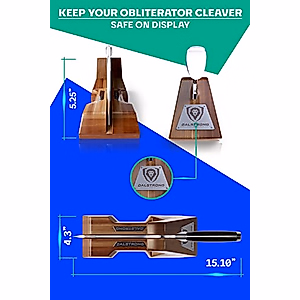Dalstrong Obliterator Meat Cleaver - 9 inch - Gladiator Series R - Wood Stand and Sheath - Razor Sharp Massive Heavy Duty - 3lbs 6mm Thickness - 7CR17MOV Steel Kitchen - G10 Handle - NSF Certified
