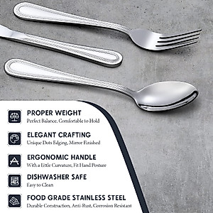Hiware 48-Piece Silverware Set with Organizer, Stainless Steel Flatware for 8, Cutlery Utensil Sets with Steak Knives, Rust-proof, Mirror Polished, Dishwasher Safe