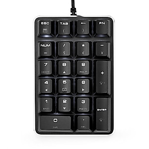 Qisan Mechanical Gaming Numeric Keypad/Keyboard 21 Keys Mini Numpad with Cherry MX Brown Switches White Backlight for iMac/MacBook - Black, Magicfore