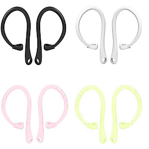 4 Pairs Ear Hooks Designed for AirPods Pro 2 & Air Pods Pro 1，AirPod 3 & 2 & 1,JNSA AirPod Pro2 Pro1 Air Pods 3 2 1 Ear Hook Anti-Slip Fit Sports Earhooks Accessories White/Black/Green/Pink WBGP