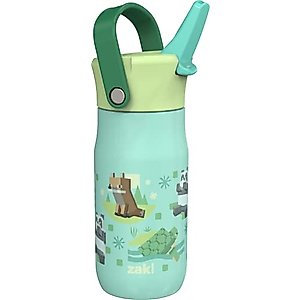 Zak Designs Harmony Minecraft Kid Water Bottle for Travel or At Home, 14oz Recycled Stainless Steel is Leak-Proof When Closed and Vacuum Insulated (Turtle, Fox, Panda, Allay)