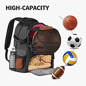 adorence Basketball Backpack with Shoe Compartment(Ball Net, Water Resist) Soccer Bag/Volleyball Backpack- RoseRed