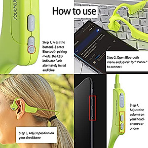 YouthWhisper Bone Conduction Headphones Bluetooth, Open Ear Wireless Headset with Mic, Sweat Resistant Earbuds for Runnig Workout Hiking Running Fitness Walking (Black)