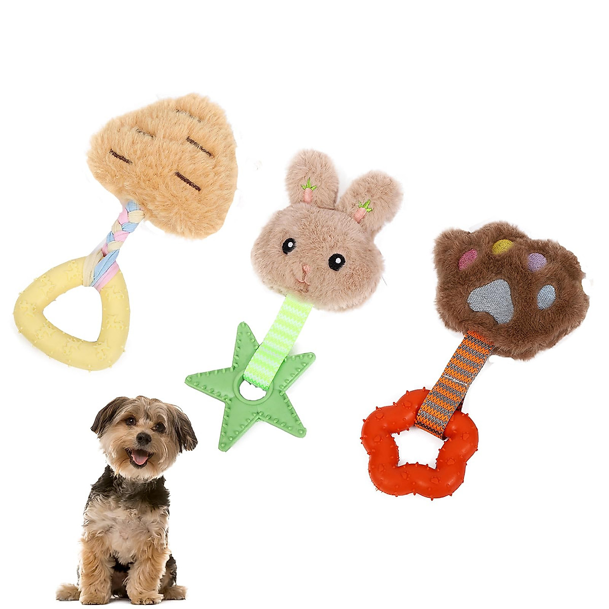Volacopets Puppy Toys for Teething, Cute Little Puppy chew Toys for Boredom, Dog Squeaky stimulating teether Toy for Small Breed, Interactive Puppy Chewing Toys