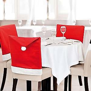 IXI 4-Pieces Christmas Chair Covers - Red Non-Woven Fabrics Santa Claus Hat Chair Back Covers for Xmas Decor