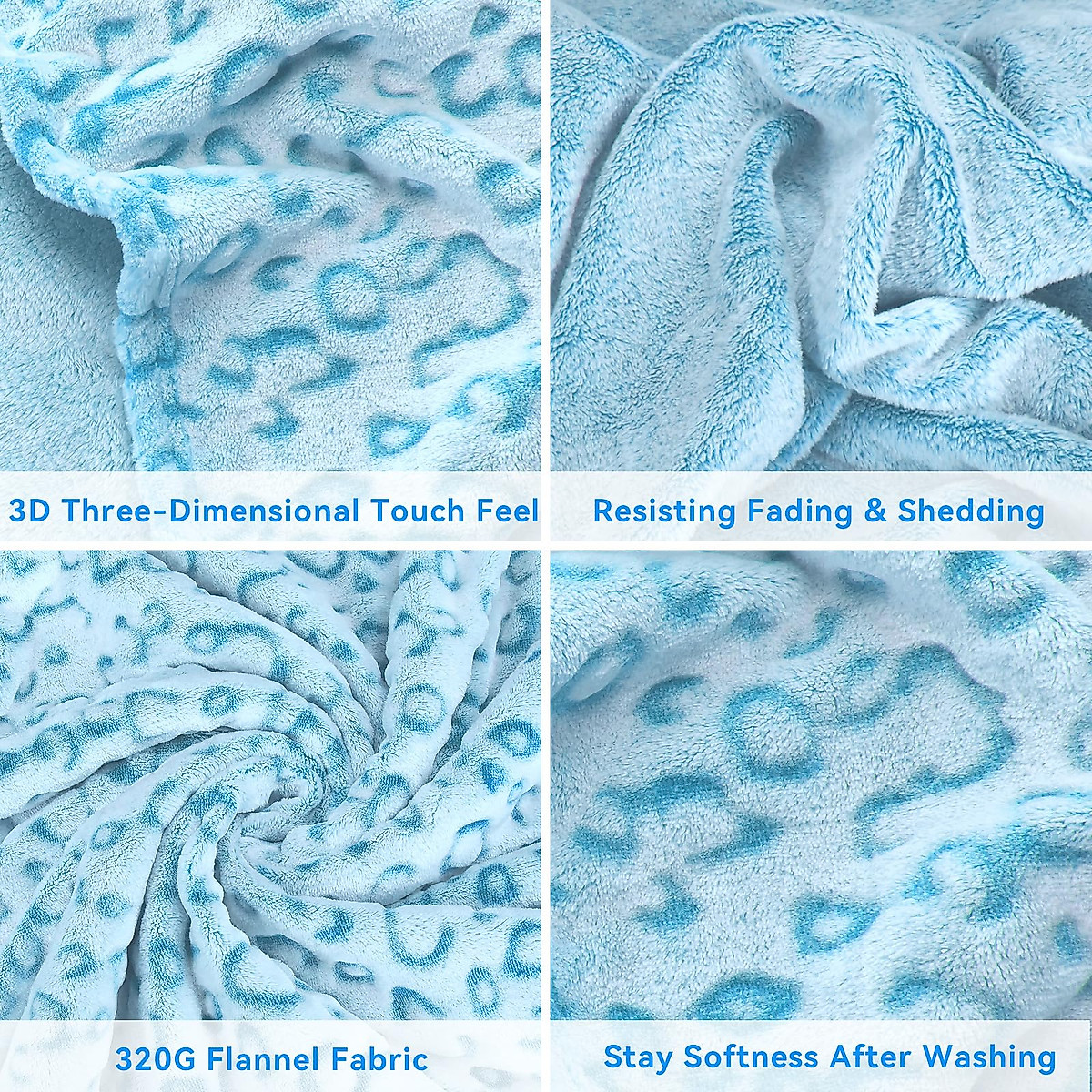 ZHIKU Cozy Fleece Blanket Soft Light Blue Throw Blanket Lightweight Flannel Throw Blanket 50"×60"