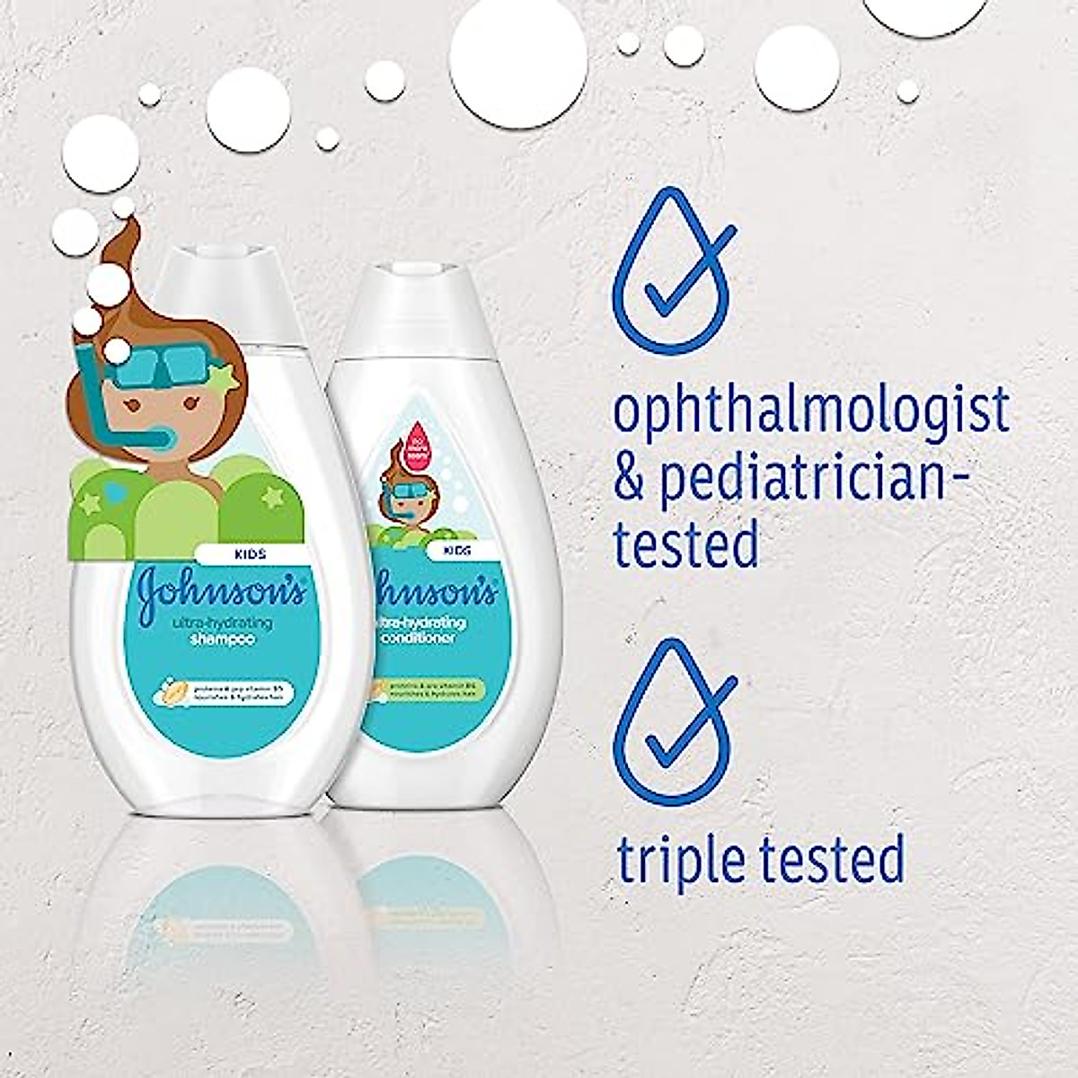 Johnson's Ultra-Hydrating Tear-Free Kids' Shampoo with Pro- Vitamin B5 & Proteins, Paraben-, Sulfate- & Dye-Free Formula, Hypoallergenic & Gentle for Toddler's Hair, 13.6 fl. oz