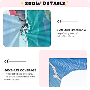 Cartoon Lighthouse Sea Port Nautical Baby Crib Sheets Soft Toddler Bed Sheets Breathable Mattress Cover Playard Sheet for Boys Nursery Crib Mattress, 39 * 27 * 5in