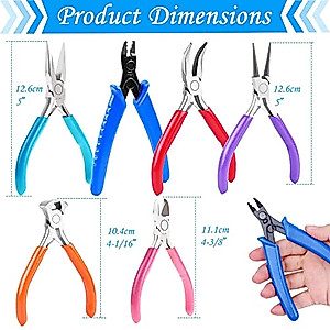 Jewelry Pliers, Acejoz 6pcs Jewelry Making Tools Kit Includs Needle Round Nose Pliers, Wire Cutters, Crimping Pliers, Bent Nose Pliers, End Nippers for Beading Craft