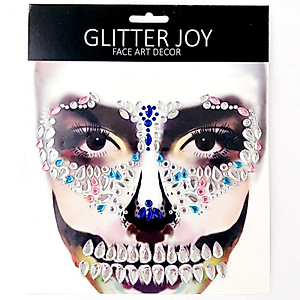 Day of the Death Face Gems Tattoo,Halloween Face Jewels Stick on Face Decals,3-Pack