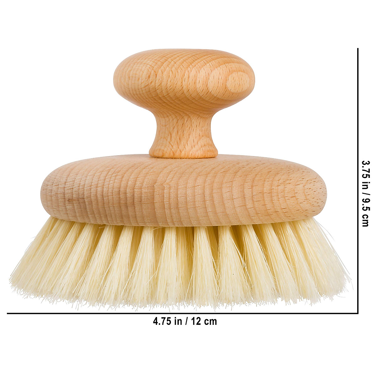 Redecker Natural Pig Bristle Massage Brush with Oiled Beechwood Knob, 3-7/8-Inches