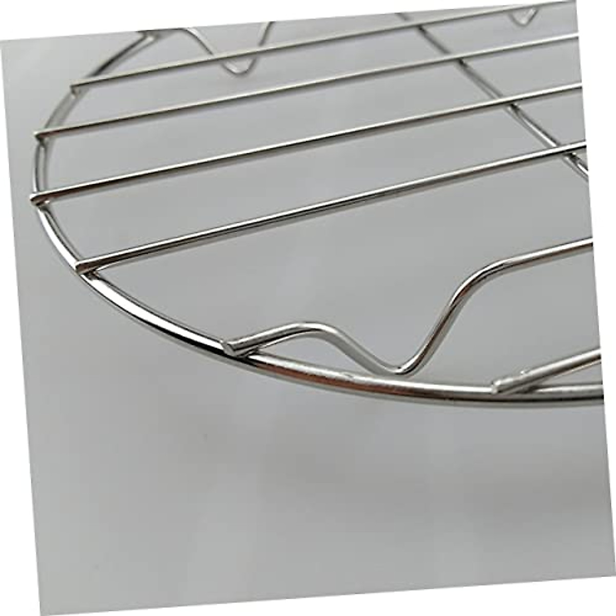 Outanaya 2pcs Stainless Steel Barbecue Grill Air Fryer Grill Rack Round Steaming Cooling Barbecue Grill Rack Outdoor Griddle Grill Outdoor Grill Net Charcoal Bbq Stand for Barbecue Silver