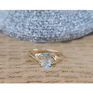 Galaxy Gold GG 14k Yellow Gold Natural Aquamarine Ring - Size 8.0
