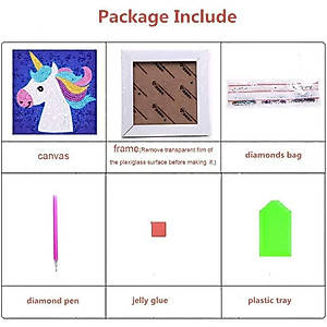 YOBEYI 5D Diamond Painting Kits for Kids Wooden Frame Diamond Arts and Crafts for Kids Mosaic Gem Stickers by Number Kits DIY Painting Arts Crafts Set Embroidery Christmas Gift (Unicorn) …