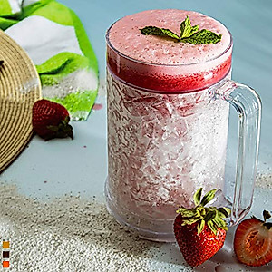 luxail Freezer Beer Mugs, Double Wall, Insulated Gel Plastic Pint Freezable Glasses, 16 oz, Clear 2 pack, Chiller Frosty Cup, Frozen Ice Freezer Mug, Freezer Cups