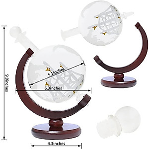 Whiskey Decanter Set, Etched World Globe, Crafted Glass Sailing Shipe, 1000ml Capacity, Ice Tongs, Whiskey Stones, Home Bar Liquor Decoration, Alcohol Gifts for Father& Husband
