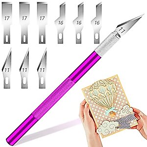 DIYSELF Exacto Knife with 9PCS Blades Refills (#11, 16, 17), Craft Knife Set, Hobby Knife for Carving, Cutting, Precision Knife for Art, Craft, Model Making (Purple)