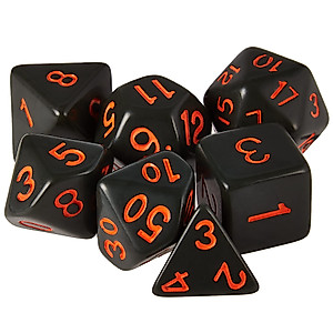MBGBrybelly Series IV Set of 7 Tabletop RPG Dice - 7 Different Polyhedral Role Playing Dice per Set - TTRPG DND Dice - Midnight Runes