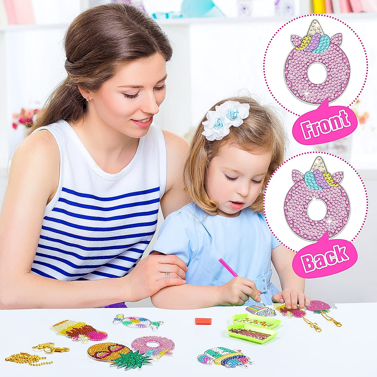 MTLEE 10 Sets Arts and Crafts for Kids Ages 8-12 5D Diamond Painting Keychain Kits Gem Art Kits for Girls Crafts Gem Painting Kits Diamond Art Gift Idea for Age 4, 5, 6, 7, 8, 9, 10-12 (Sweets)