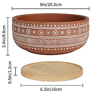 Thirtypot Terracotta Succulent Planter Pot with Drainage Hole, Large Round Shallow Bonsai Pot for Indoor Plants