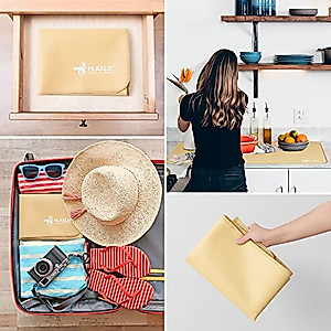 FLASLD Fire Resistant Rugs for Fireplace, Grill and Stove, 24 X 42 inches Under The Grill Protective Deck and Patio Mat, Easy to Clean and Reusable Fire Pit Mat, Khaki