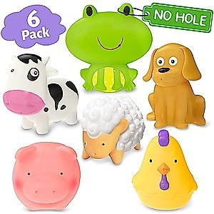 Mold Free Farm Animals Baby Bath Toys for Toddler 1-3, No Hole No Mold Bathtub Pool Toys for 1 2 3 Year Old Boy Girl Gifts, Toddler Water Toys with 6 Animals