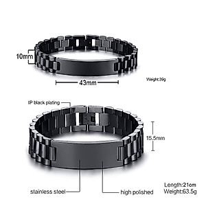 VNOX Personalized Engraved Love Quote Link Bracelet from Wife Anniversary Birthday Gifts to Lover Boyfriend Husband,Adjustable (A pair-for HIm&Her-I'll Always Be with You.)