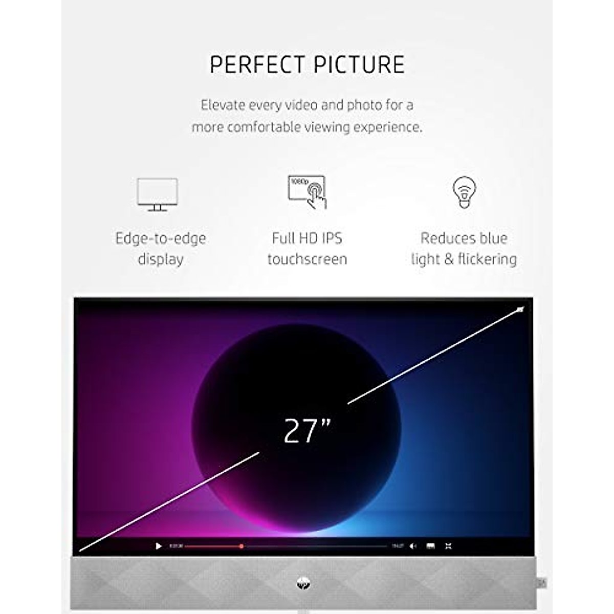 HP 27 Pavilion All-in-One PC, 10th Gen Intel i7-10700T Processor, 16 GB RAM, Dual Storage 512 GB SSD and 1TB HDD, Full HD IPS 27 Inch Touchscreen, Windows 10 Home, Keyboard and Mouse (27-d0072, 2020)