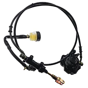 PRO BAT Rear Hydraulic Brake Assembly Caliper Master Cylinder Kit + Disc Brake Rotor + Brake Pad for Go Kart Golf Cart ATV Buggy Coolster Taotao 50cc 150cc 200cc 250cc (Black)