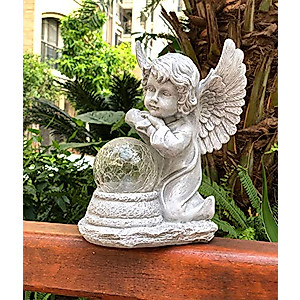 Bo-Toys Solar Powered Angel with Solar Glowing Globe LED Garden Light Decor Color Change