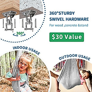 OUTREE Sensory Swing for Kids with 360° Swivel Hanger, Indoor Therapy Swing Great for Autism, ADHD, Sensory Processing Disorder, and Autistic Children