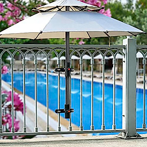 Vinazone Patio Umbrella Holder, Heavy Duty Deck Umbrella Mount, Umbrella Holder for Deck Railing, Deck Mount Umbrella Holder, Umbrella Deck Mount, Umbrella Clamp for Fence, Railing, Deck- Set1 -Black