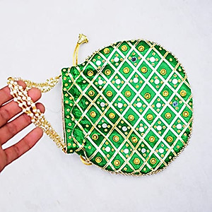 Potli Bags For Women's, Girls Potli Bag Women Stylish Shopping Bag, Women's Bags, Handmade Bags For Girls, Wedding Bags, Fancy Bags By YUSRA HANDICRAFTS, Green