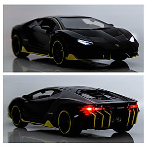 BDTCTK 1/24 Centenario LP770-4 Casting Model Car, Zinc Alloy Pull Back Toy car with Sound and Light for Kids Boy Girl Gift(Black)