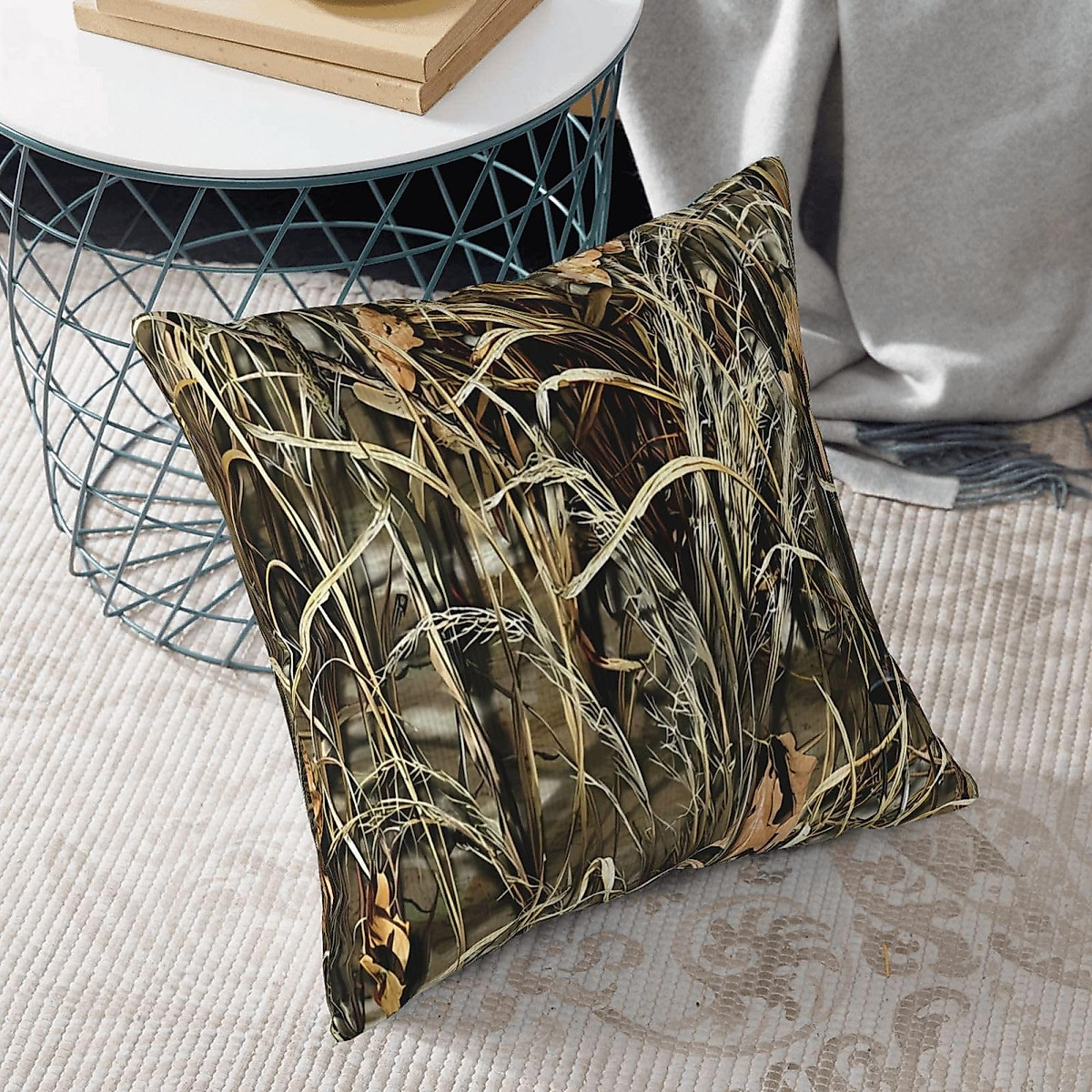 DEHIWI Camo Yellow & Green Throw Pillow Covers Super Soft Morden Decorative Pillows Case Invisible Zipper Cushion Cover for Sofa Couch Bedroom Living Room 18"X18"