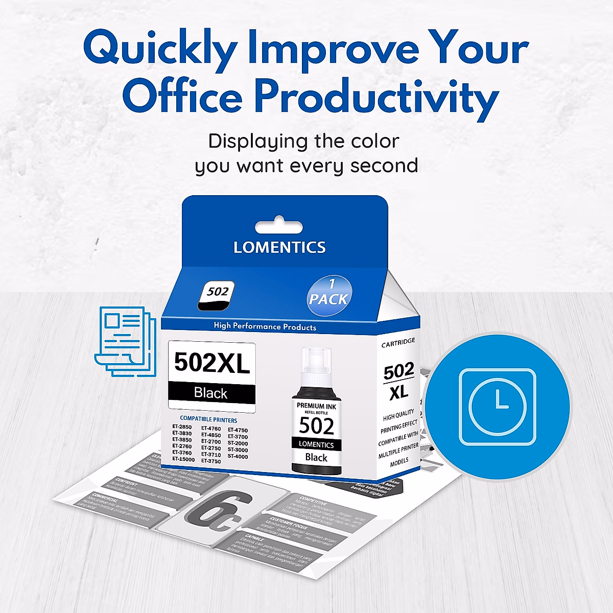 502XL Ink Refill Bottles Black LOMEN Replacement for epson 502XL 502 ET-2850 ET-3830 ET-3850 ET-2760 ET-3760 ET-15000 ET-4760 ET-4850 ET-2700 ET-2750 ET-4750 ET-3700 ST-2000 ST-3000 (1 Pack,Black)
