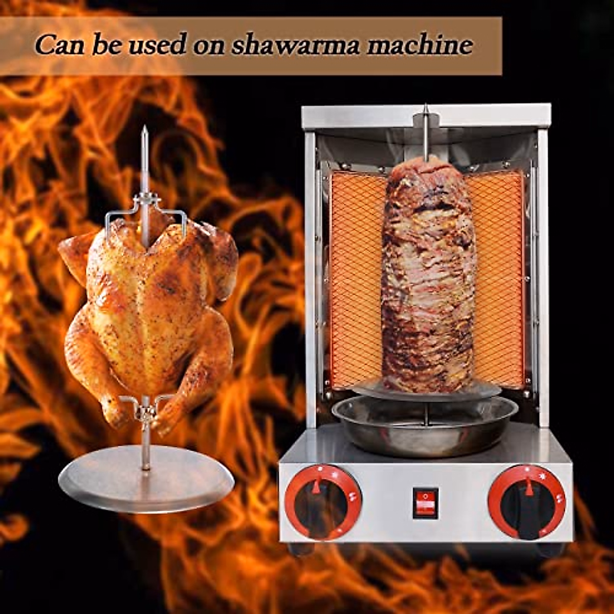 YOOYIST Vertical Skewer for al Pastor Stainless Steel Removable Barbecue Skewers , Brazilian BBQ Skewer Stand Grilling Meat Spit for Steak, Whole Chickens, Whole Fish, Shawarma and Large Meat