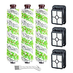 Lemige 3 Pack 2460 Multi-Surface Pet Pro Brush Rolls + 3 Pack 1866 Replacement Vacuum Filters for Bissell CrossWave Pet Pro 2306A & CrossWave 1785 Series, Compare to Part 1613568&161-3568, 1608684