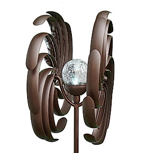 The Lakeside Collection Solar-Powered Garden Spinner - Double Spiral Wind Sculpture for Yards and Patios