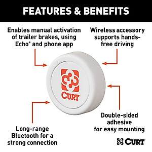 CURT 51189 Manual Override Bluetooth Button for Echo Mobile Trailer Brake Controller, Powered by Flic, White