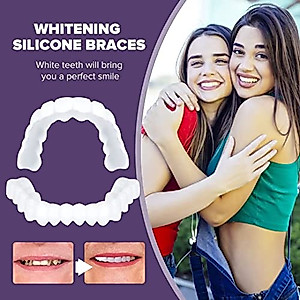 Fake Teeth,6PCS Dentures Cosmetic Teeth for Upper and Lower Jaw,Natural Shade and Comfortable Fit,Veneer Dentures for Women and Men-BB05