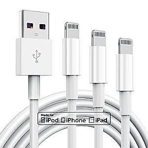 3 Pack Apple MFi Certified iPhone Charger Cable 6ft, Apple Lightning to USB Cable Cord 6 Foot, 2.4A Fast Charging,Apple Phone Long Chargers for iPhone 13/12/11/11Pro/11Max/ X/XS/XR/XS Max/8/7/6