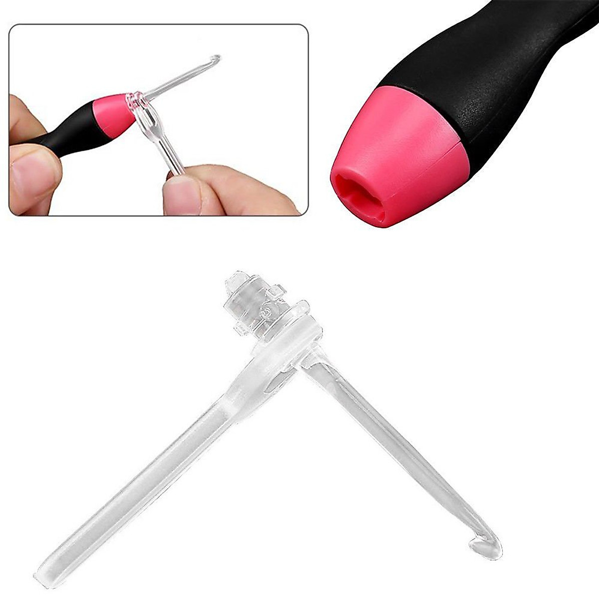 JahyShow 9 in 1 Rechargeable LED Lighted Crochet Hooks Set with Zip Case Light Up Knitting Needles Kit (Interchangeable Heads Size from 2.5mm to 6.5mm)