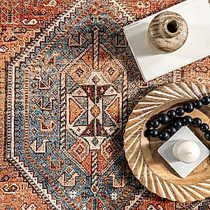 nuLOOM 5' x 8' SpinClean Machine Washable Stain-Resistant Area Rug Low Profile for Living Room, Bedroom, and Dining Room, Ashen Rust