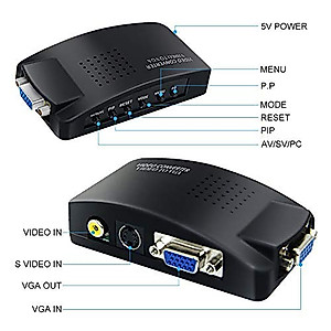 M MAKETHEONE RCA to VGA Adapter, Composite AV S-Video RCA Input to VGA Female Output Converter, Transfer Video Graphic Signal from CCTV PC Laptop DVD DVR VCR TVBox to VGA Monitor Projector Computer