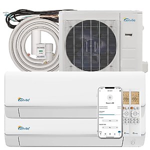 Senville SENA-30HF/D Dual Zone Mini Split Air Conditioner Heat Pump, 28000 BTU, Works with Alexa, White