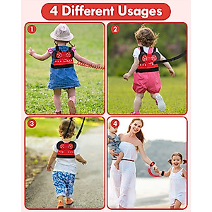 Lehoo Castle Toddler Harness with Leash, 4-in-1 Toddler Leash with Anti Lost Wrist Link for Toddlers, Kid Leashes for Girls, Baby Leashes for Toddlers (Minnie)