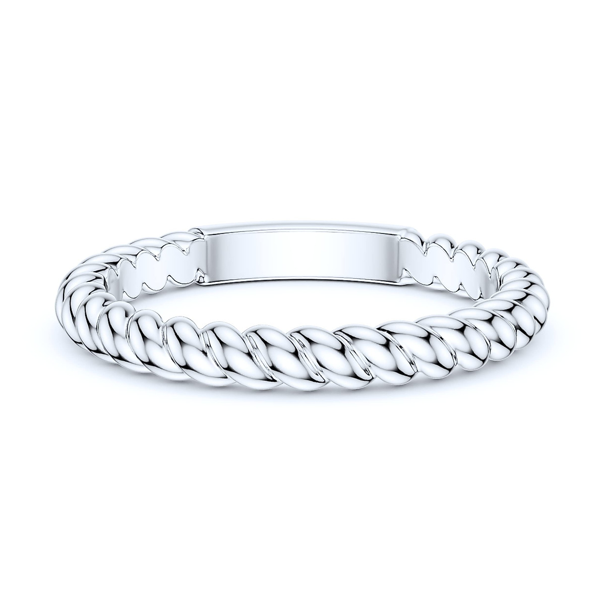 PRSTANI 2.5mm Wide Solid Sterling Silver Twisted Rope Comfortable Shank Bridal Set Matching Ring Wedding Band (5.5)